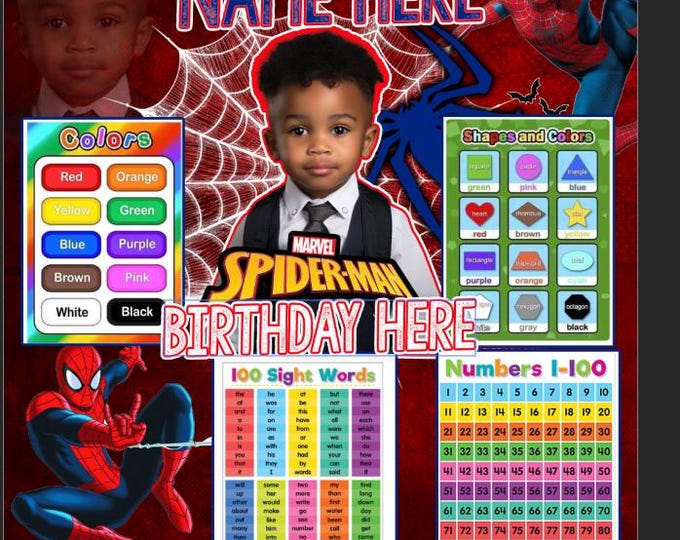 Spider-man Learning Table Design - Editable Photoshop Template - Etsy