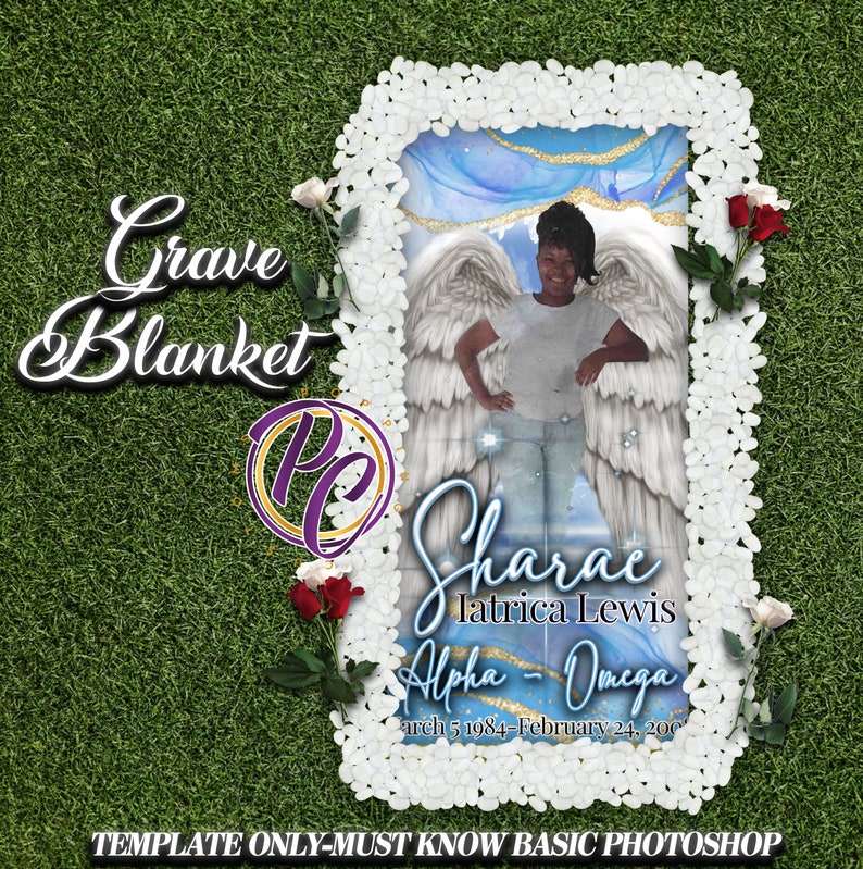 Blue Memorial Grave Blanket Template - Etsy