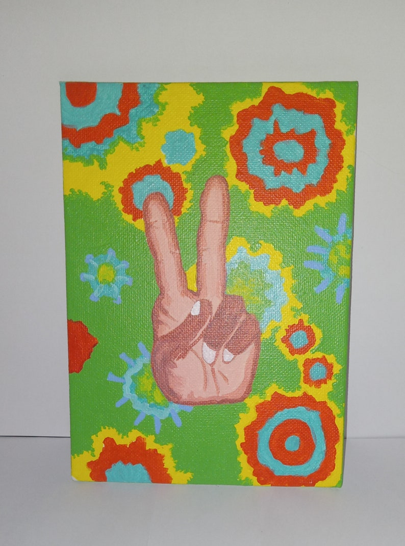 Original Peace Sign Acrylic Painting - Etsy
