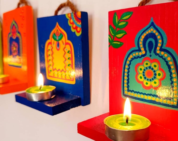 Diya Stand for Diwali, Candle Stand, Indian Artwork on Wood, Wooden ...