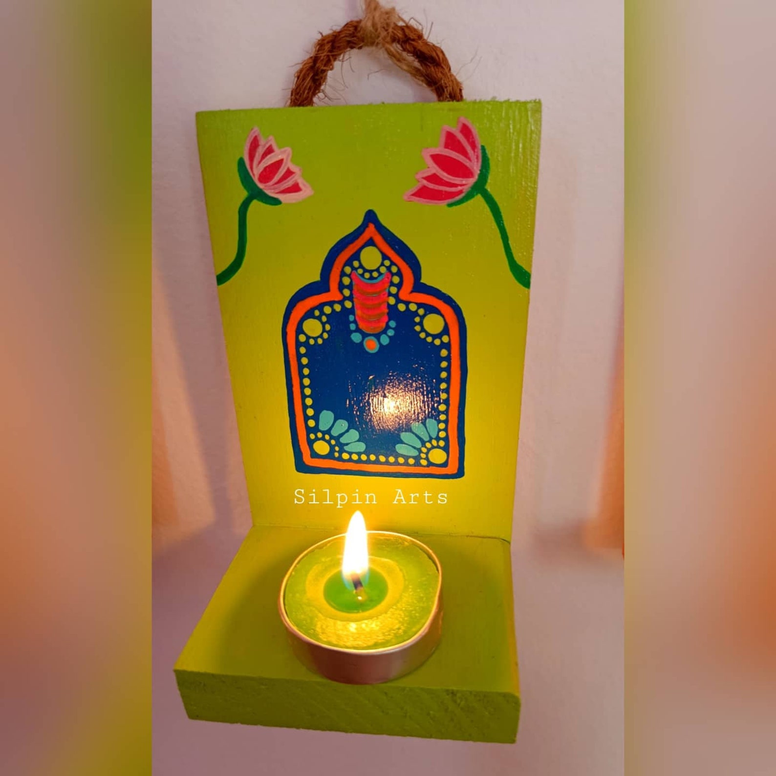 Diya Stand for Diwali Candle Stand Indian Artwork on Wood - Etsy UK
