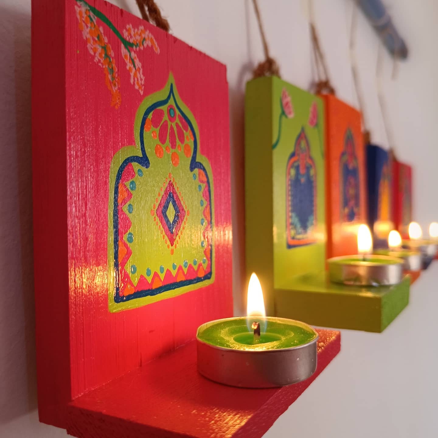 Diya Stand for Diwali Candle Stand Indian Artwork on Wood - Etsy UK