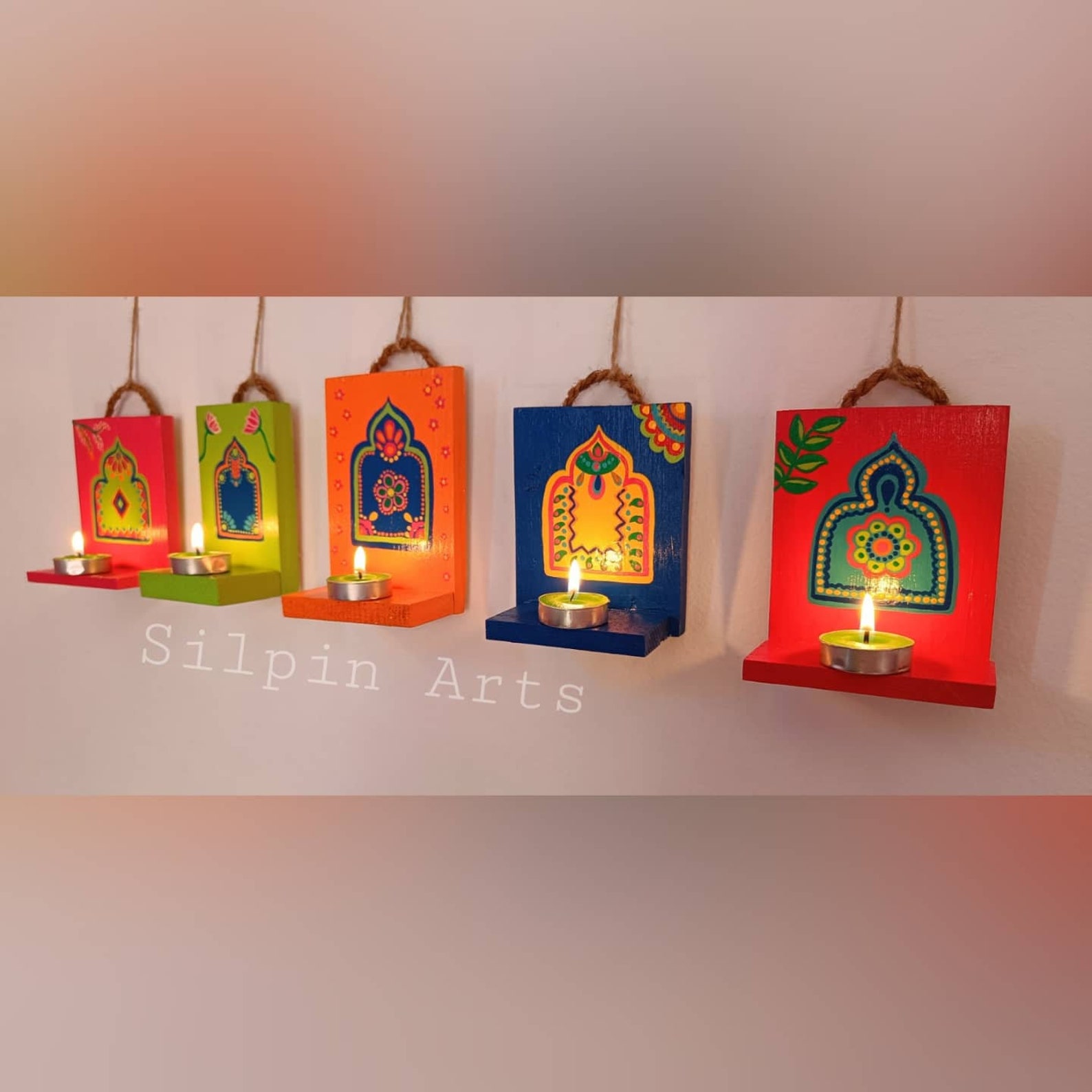 Diya Stand for Diwali Candle Stand Indian Artwork on Wood - Etsy UK