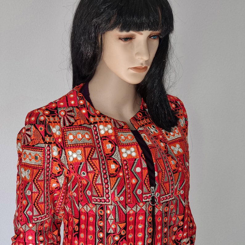 Last Few of This Fiery Red-orange Banjara Jacket With Faux Mirror Work ...