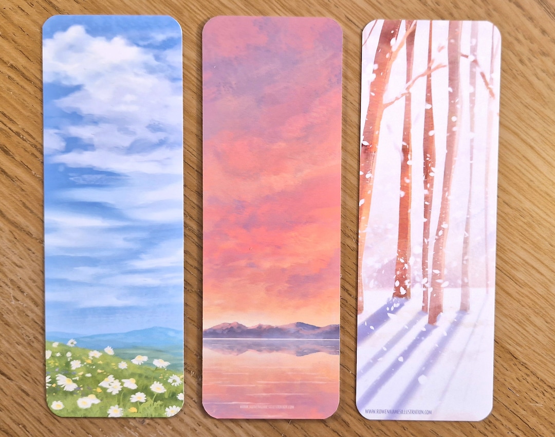 ILLUSTRATED BOOKMARKS- Landscape Illustration- Printed Onto Soft Touch ...