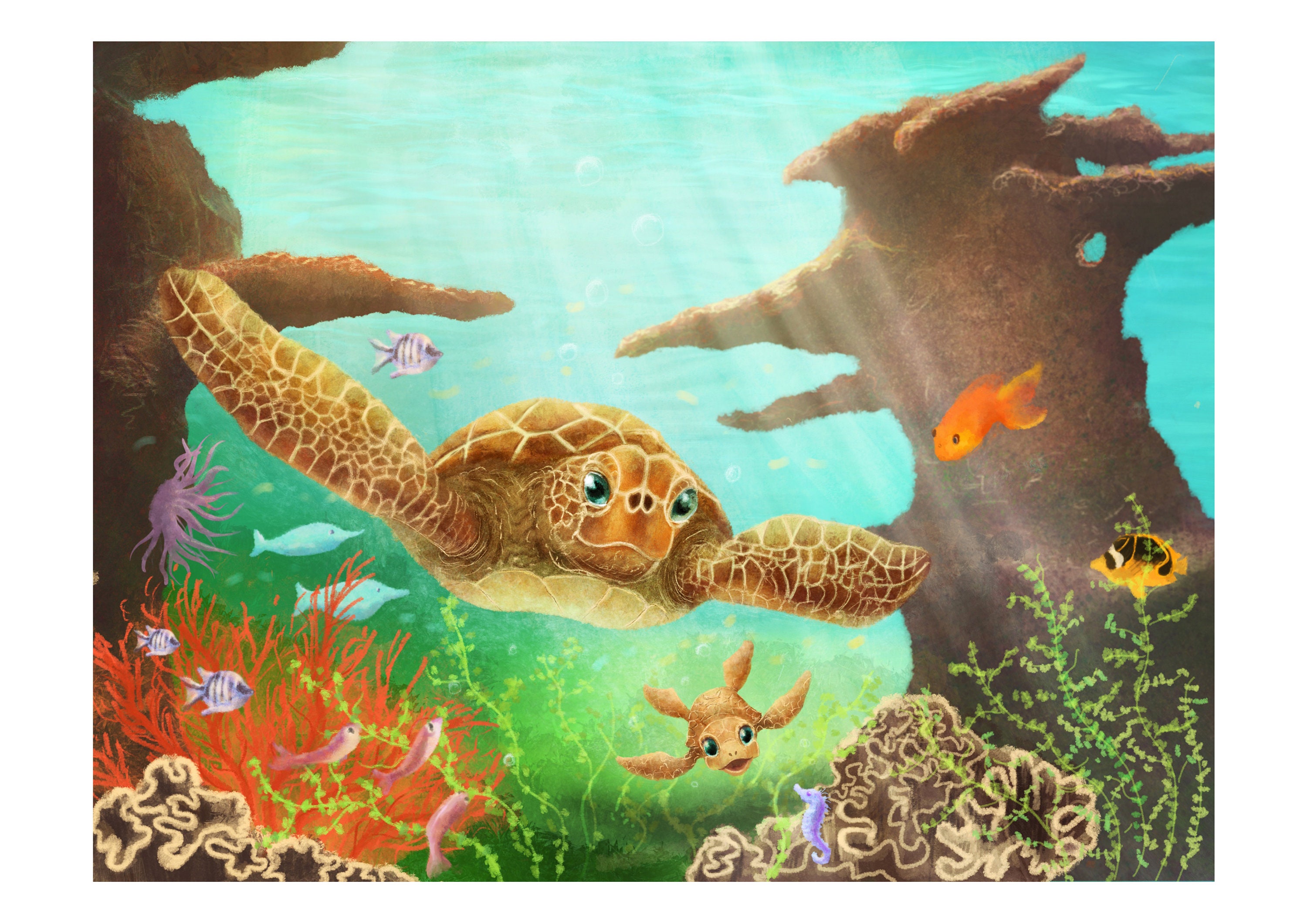 Under the Sea - Digital Illustration Art Print - Wall Art - Etsy