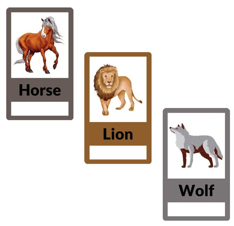 24 ANIMALS Mammals & Reptiles Printable Flashcards Kids - Etsy