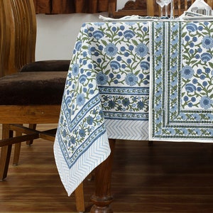 Blue and White Wedding Party Tablecloth, Dining Table Linens, Floral ...