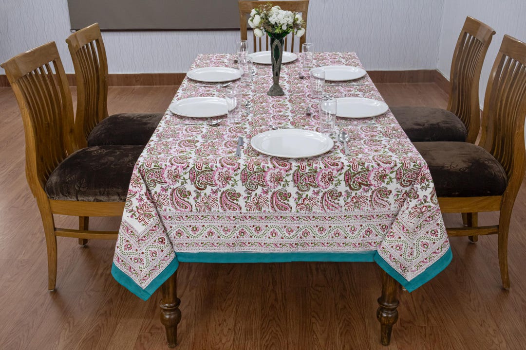 Hand Block Prints - Pink Beautiful Indian Table Linens- Cotton ...