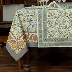 Grey and White Indian Block Floral Print 100% Pure Cotton Cloth ...