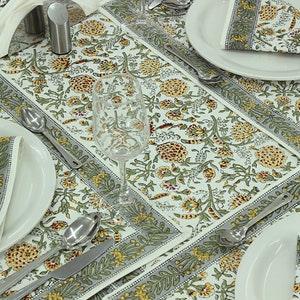 Grey and White Indian Block Floral Print 100% Pure Cotton Cloth ...