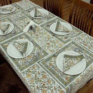 Grey and White Indian Block Floral Print 100% Pure Cotton Cloth ...