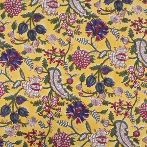Yellow Round Tablecloth, India Block Print, Floral Cotton Tablecloth ...