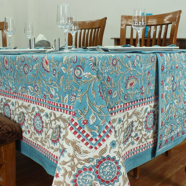 Blue and White Rectangular Tablecloth - Etsy