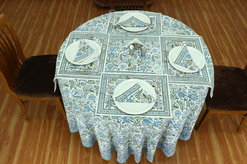 Blue and White Floral Table Cloth Luxury Round Table Cloth - Etsy