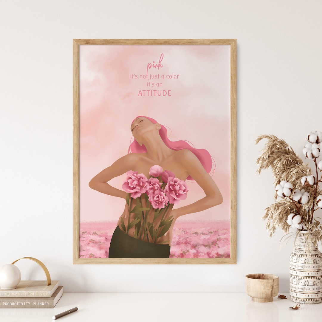 Pink Attitude Feminist Poster With Empowering Quote Download Vertical ...