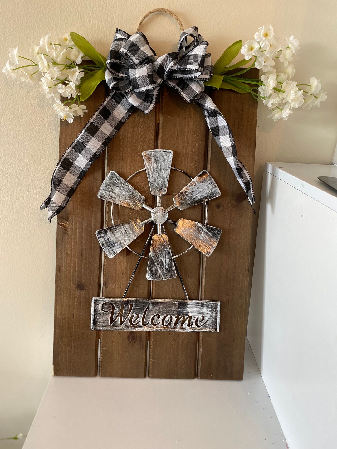 Farmhouse Windmill Welcome Plaque - Etsy