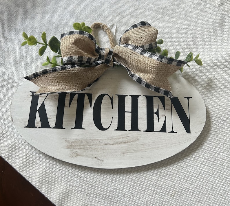 Rustic Kitchen Pantry Sign - Oval Wooden Plaque With Buffalo Check ...