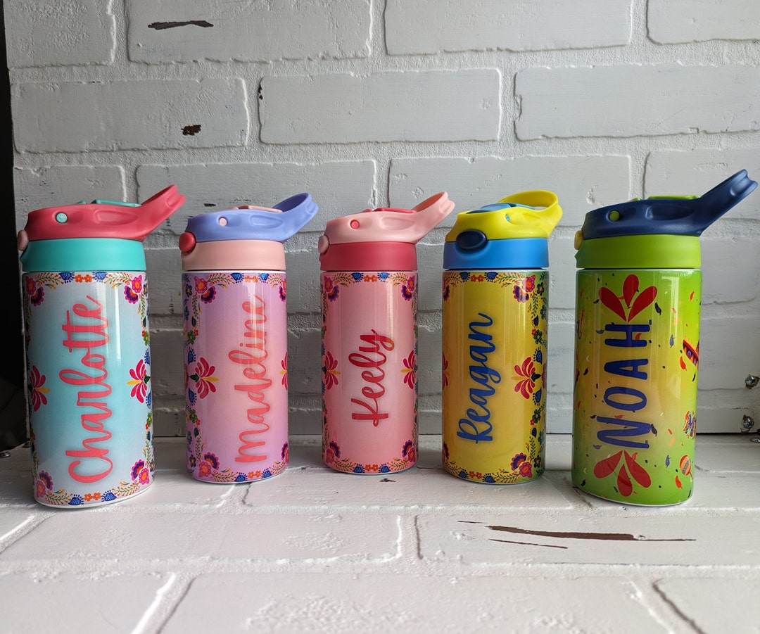 Insulated Kids Water Bottle, Personalized Colorful Print Water Bottle ...
