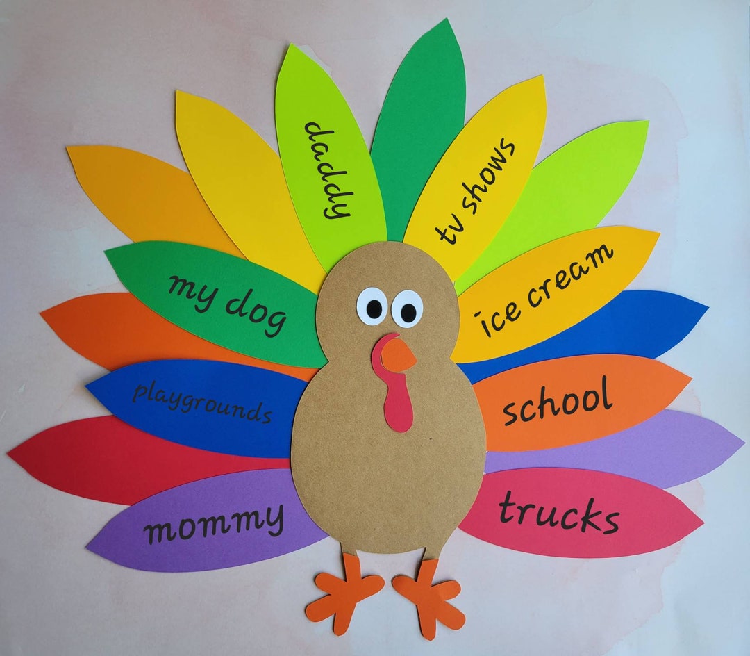 Thankful Turkey DIY Craft | Large Colorful Kids Craft | Thanksgiving ...