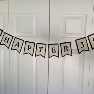Custom Book Themed Birthday Banner Next Chapter Banner Black and White ...