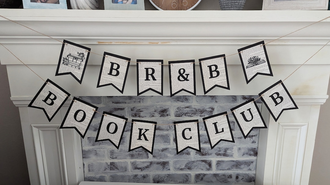Book Themed Book Club Banner Book Club Decoration Pages of Book Banner ...