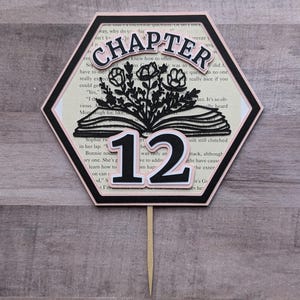 Custom Book Themed Birthday Cake Topper | Next Chapter Cake | Black and ...
