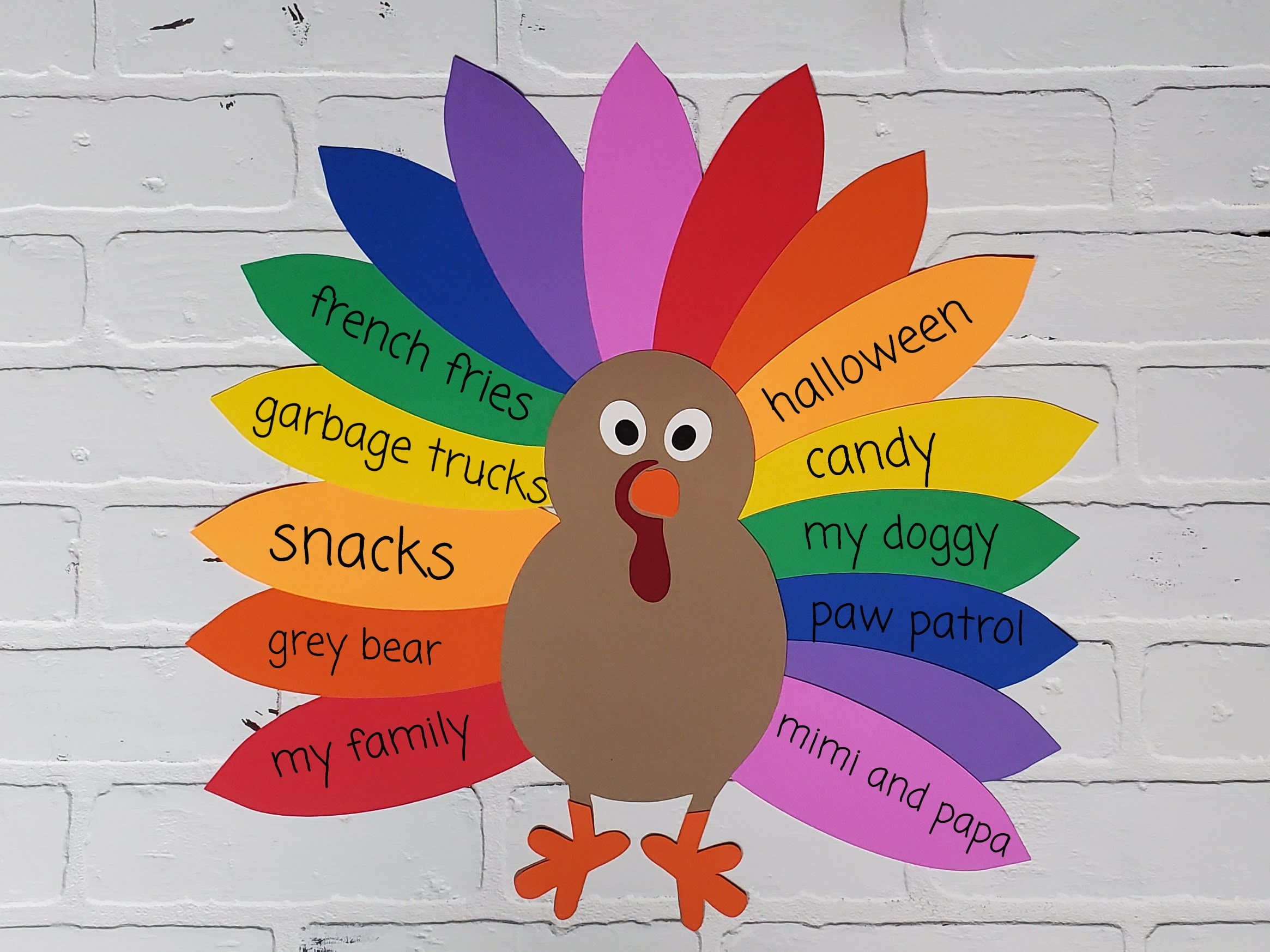 Thankful Turkey DIY Craft Large Colorful Kids Craft - Etsy