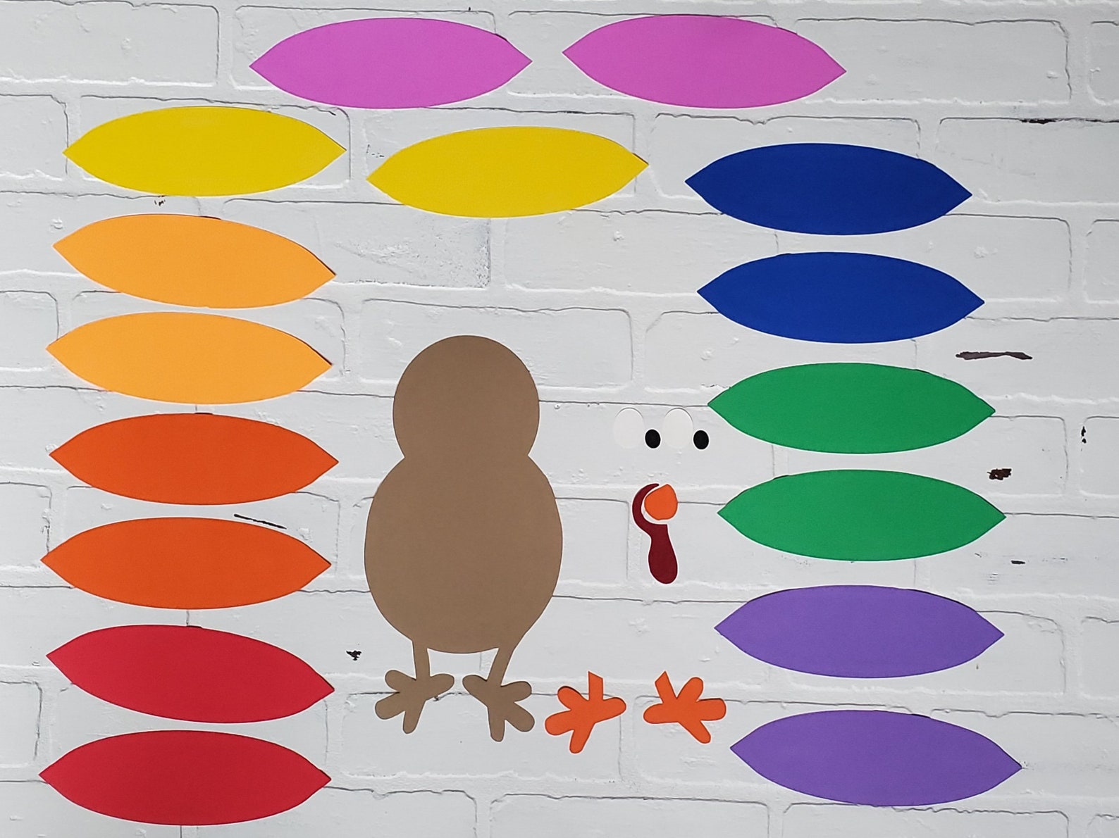 Thankful Turkey DIY Craft Large Colorful Kids Craft - Etsy