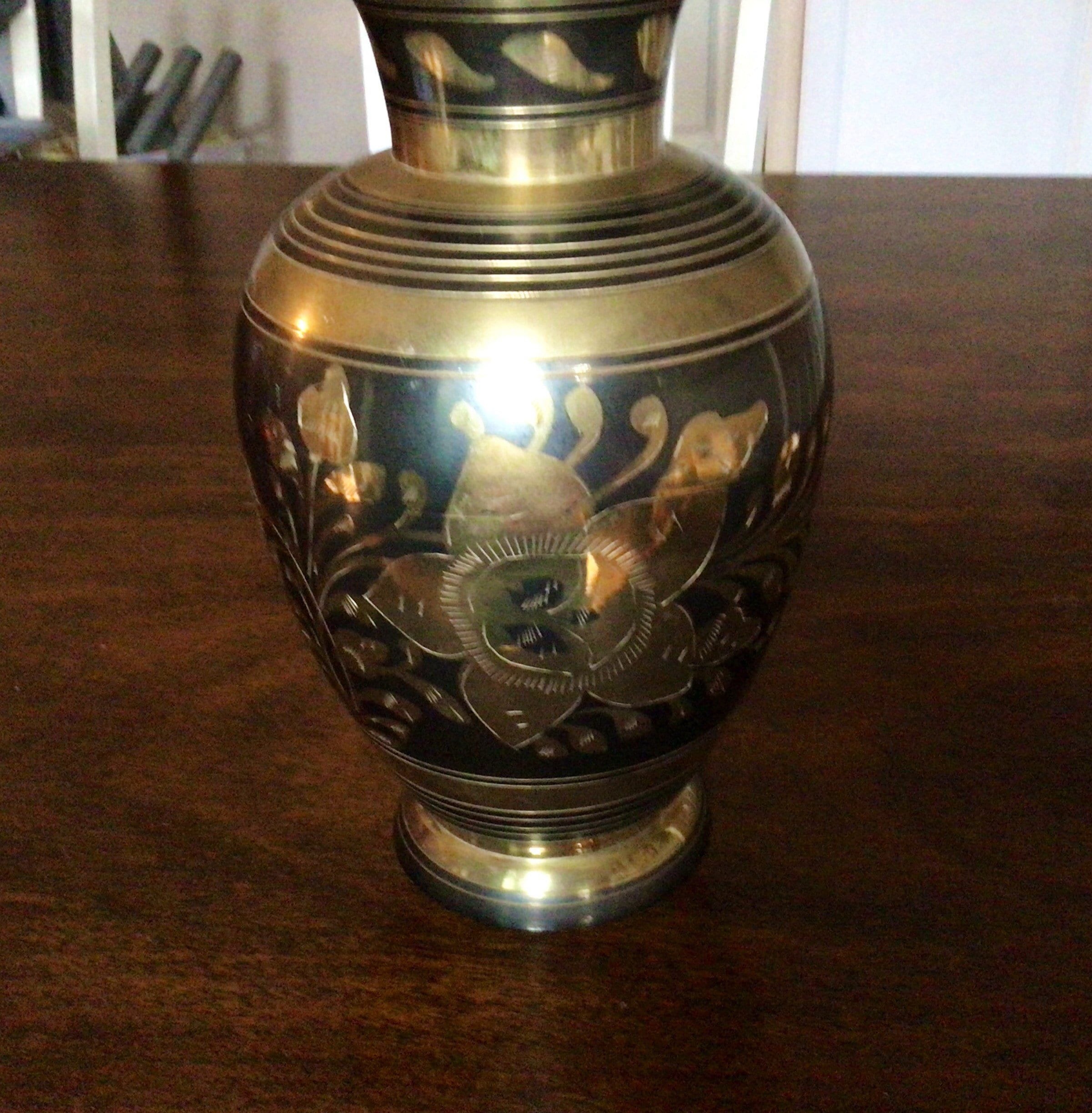 Vintage Brass Vase Vintage Etched Brass Vase Made in India - Etsy