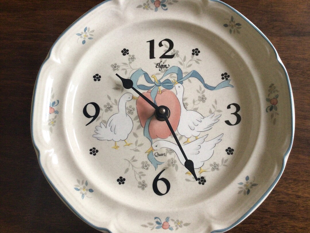 Elgin Duck Wall Clock, Vintage Plate Wall Clock, Stoneware Wall Clock ...