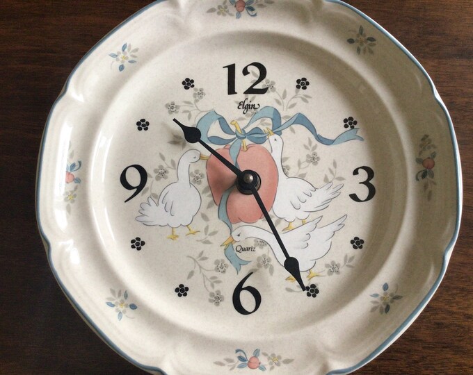Elgin Duck Wall Clock, Vintage Plate Wall Clock, Stoneware Wall Clock ...