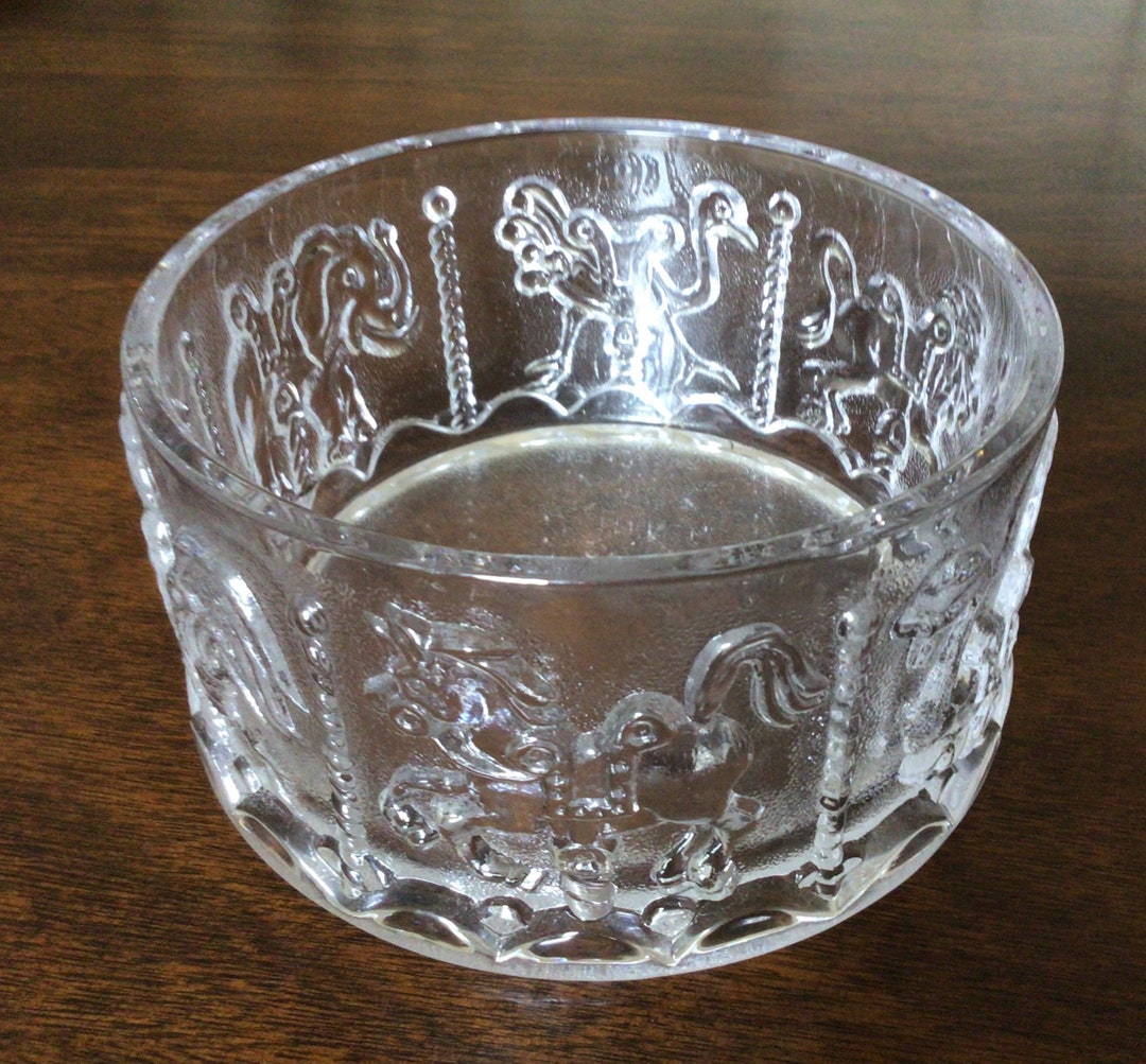 Vintage Goebel Crystal Bowl: Carousel Animal Motif, Carnival Decor - Etsy
