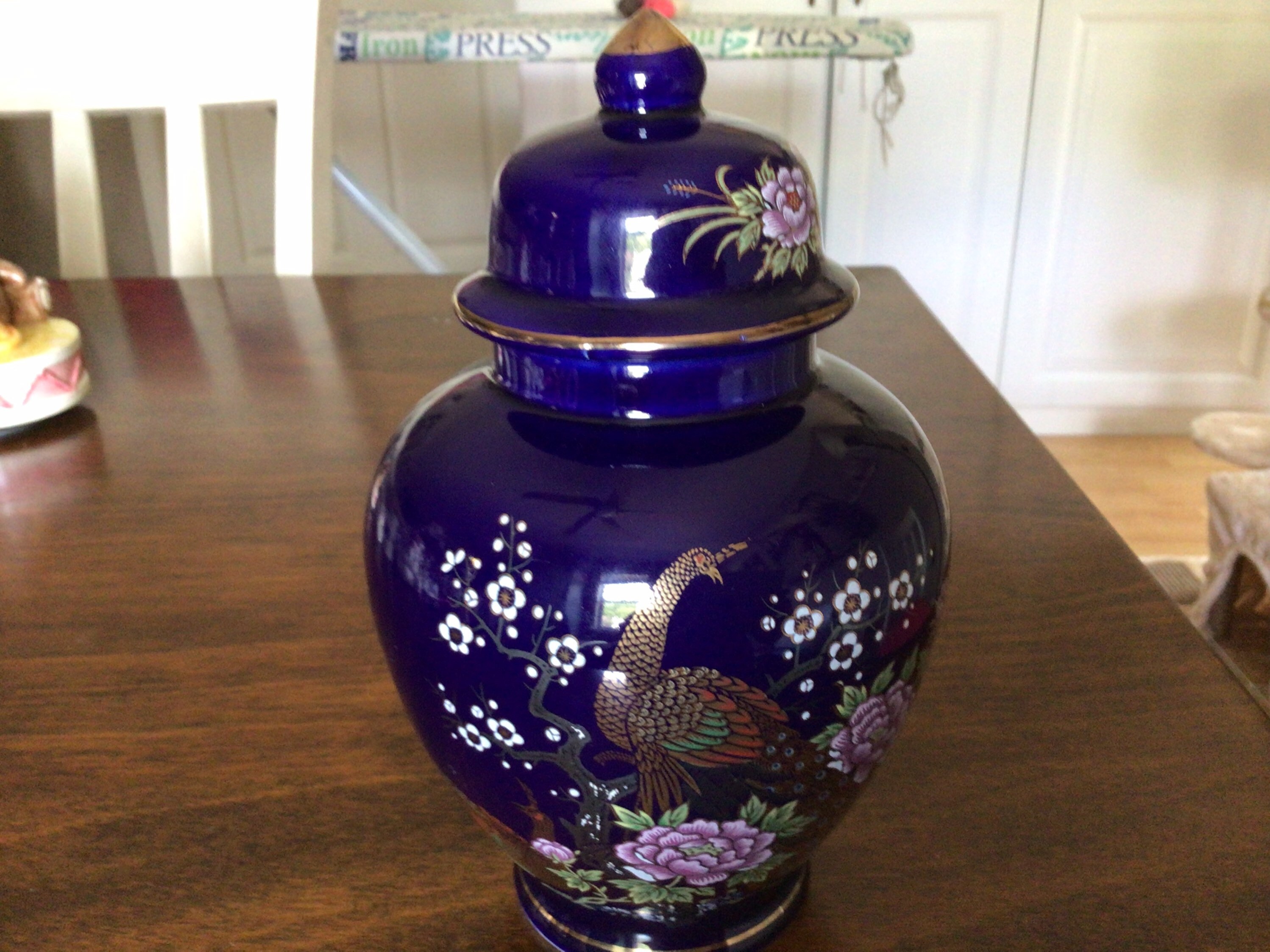 Japanese Vase Vintage Cobalt Blue Jar Peacock Lidded Vase - Etsy