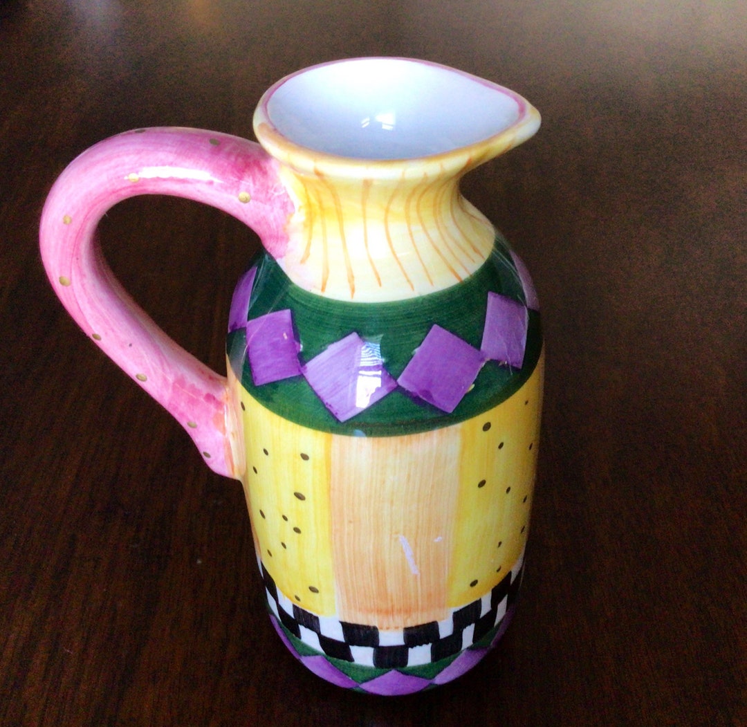 Beautiful Ceramic Pitcher, Ceramic Wine Pitcher, Vintage Ceramic ...