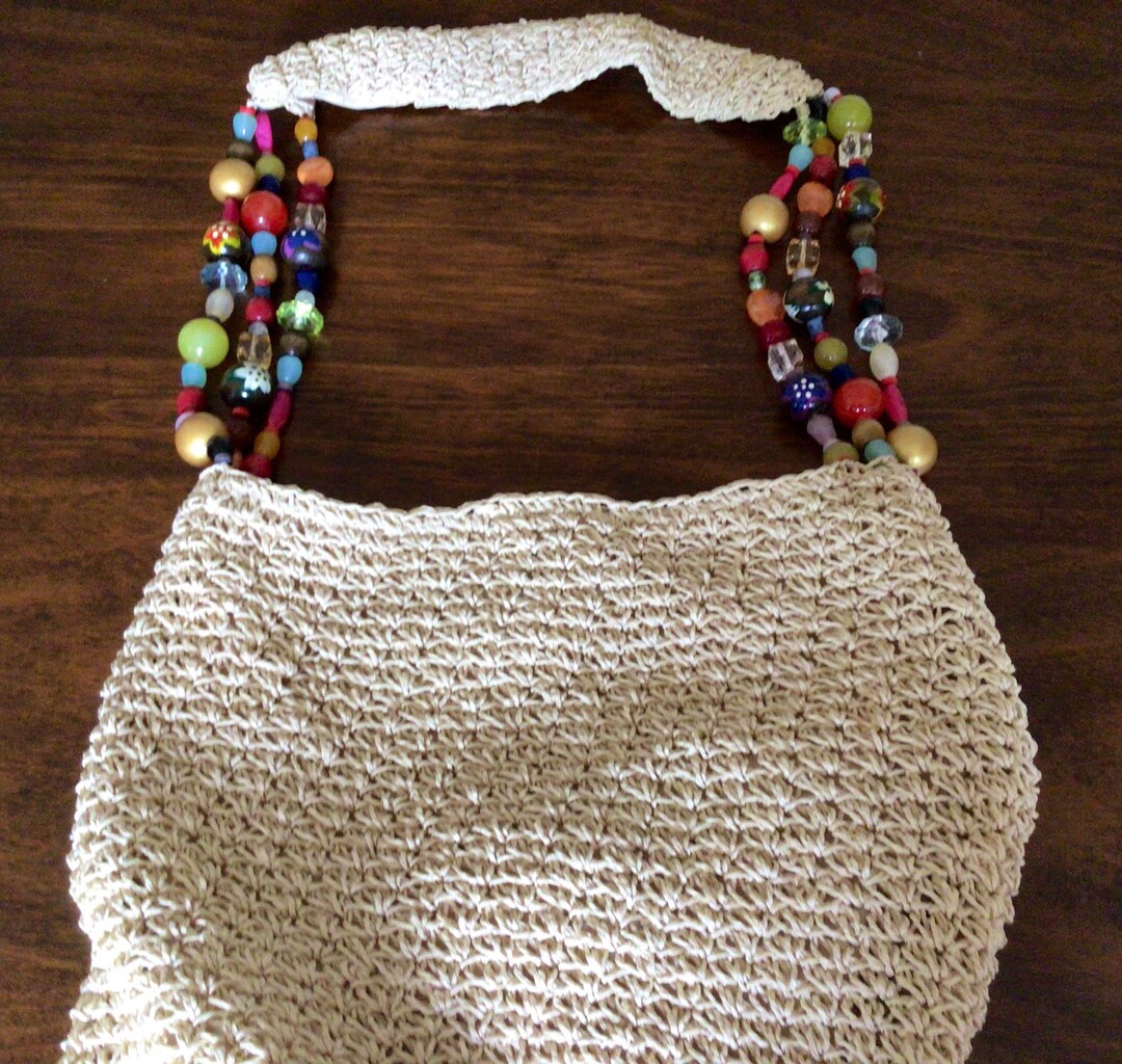 Cappelli Large Beaded Shoulder Bag, Summer Straw Bag, Statement ...