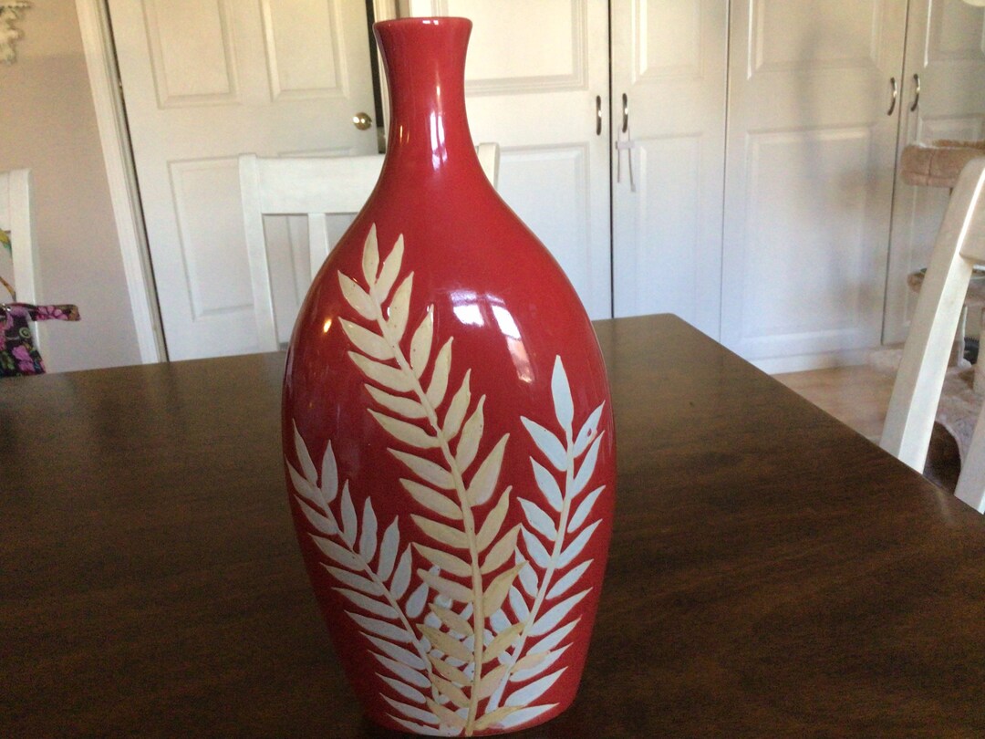 Vintage Ceramic Vase, Modern Red Vase, Told Vintage Vase, Decorative ...