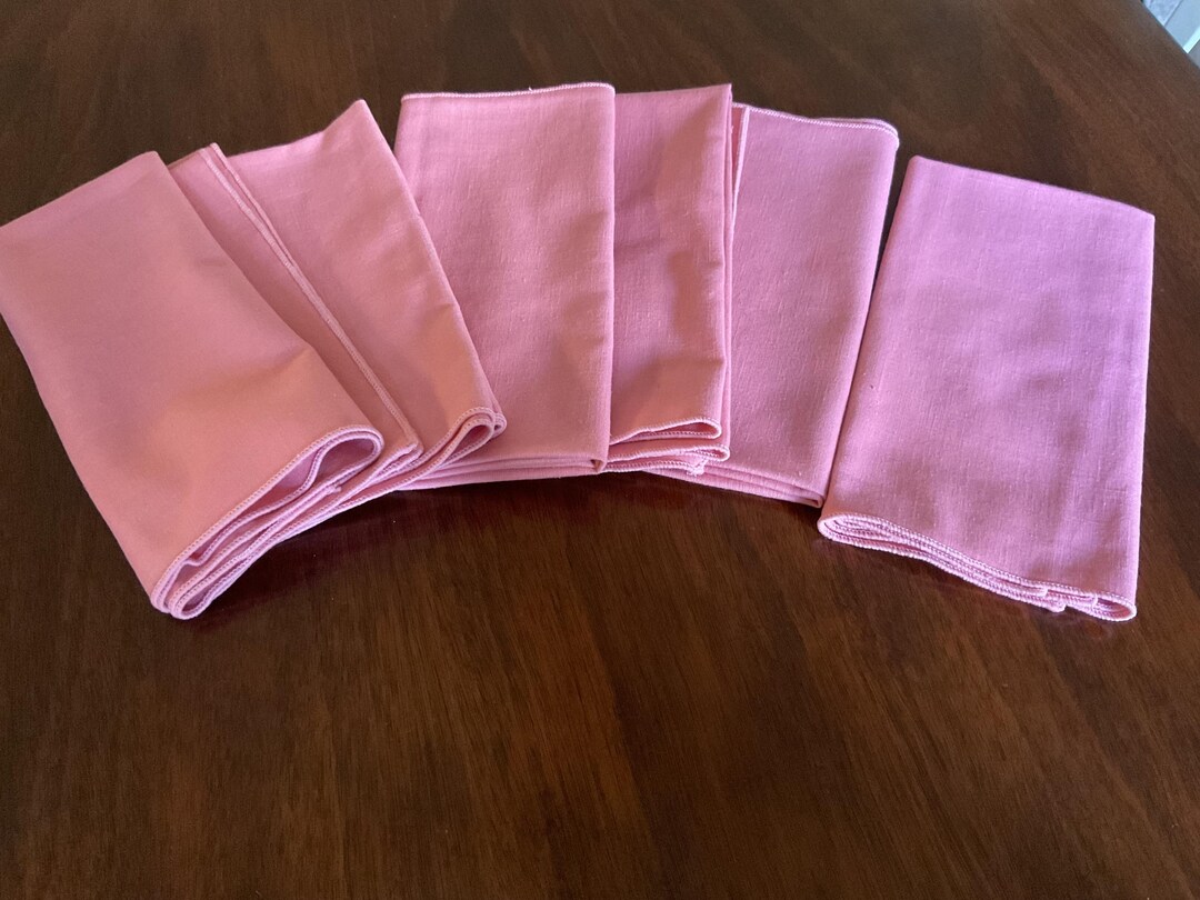 Set of 6 Pink Cloth Napkins, Vintage Old Fashioned Cloth Napkins, Pink ...