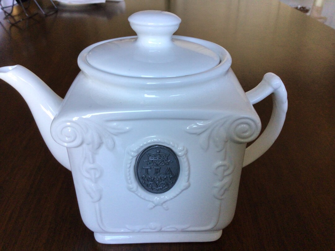 Vintage Teapot Porcelain Teapot, White Teapot, Pretty Teapot, Unique ...