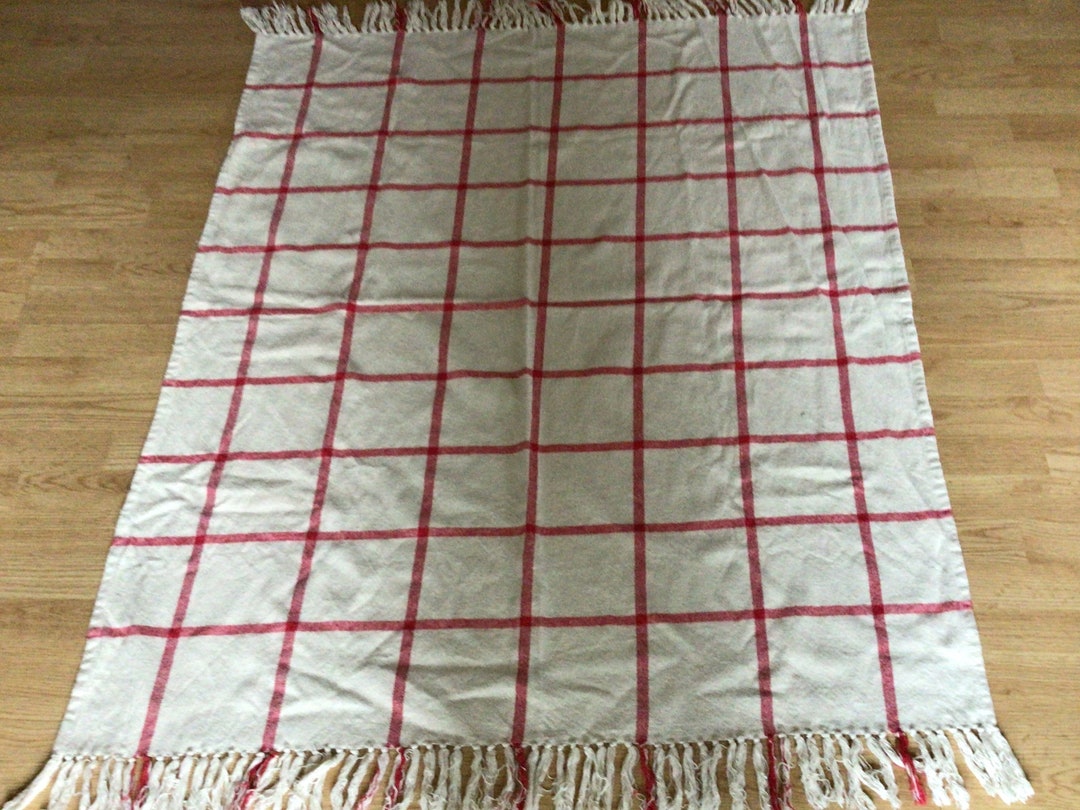 Red White Cotton Blanket Picnic Blanket, Red and White Throw, Cotton ...