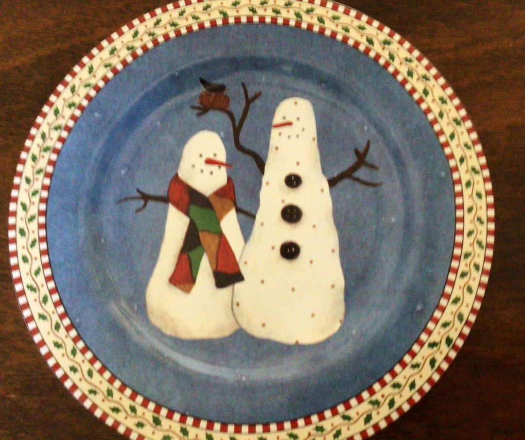Sakura Snowman Plates, Decorative Snowman Plates, Porcelain Snowman ...