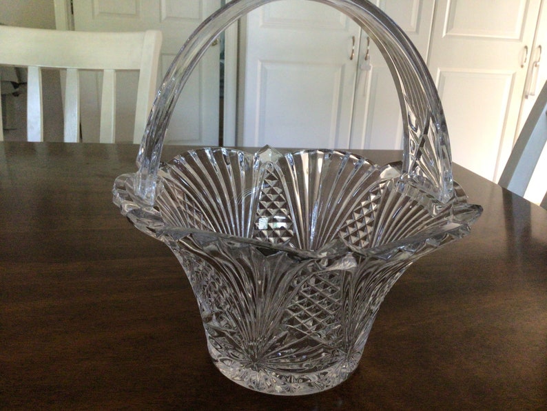 Vintage Cut Crystal Basket: Ribbed Flower Girl Basket - Etsy