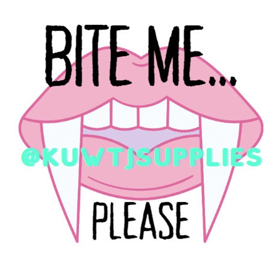 Bite Me Please Sexy Halloween Lips Teeth Vampire Vintage Etsy