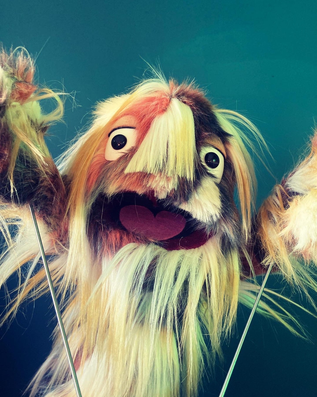 Custom Handmade Character Puppet Live Hands or Arm Rods Furry Monster ...