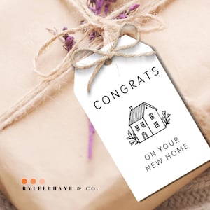 New Home Housewarming Gift Printable Tag Congrats on New Home Closing ...