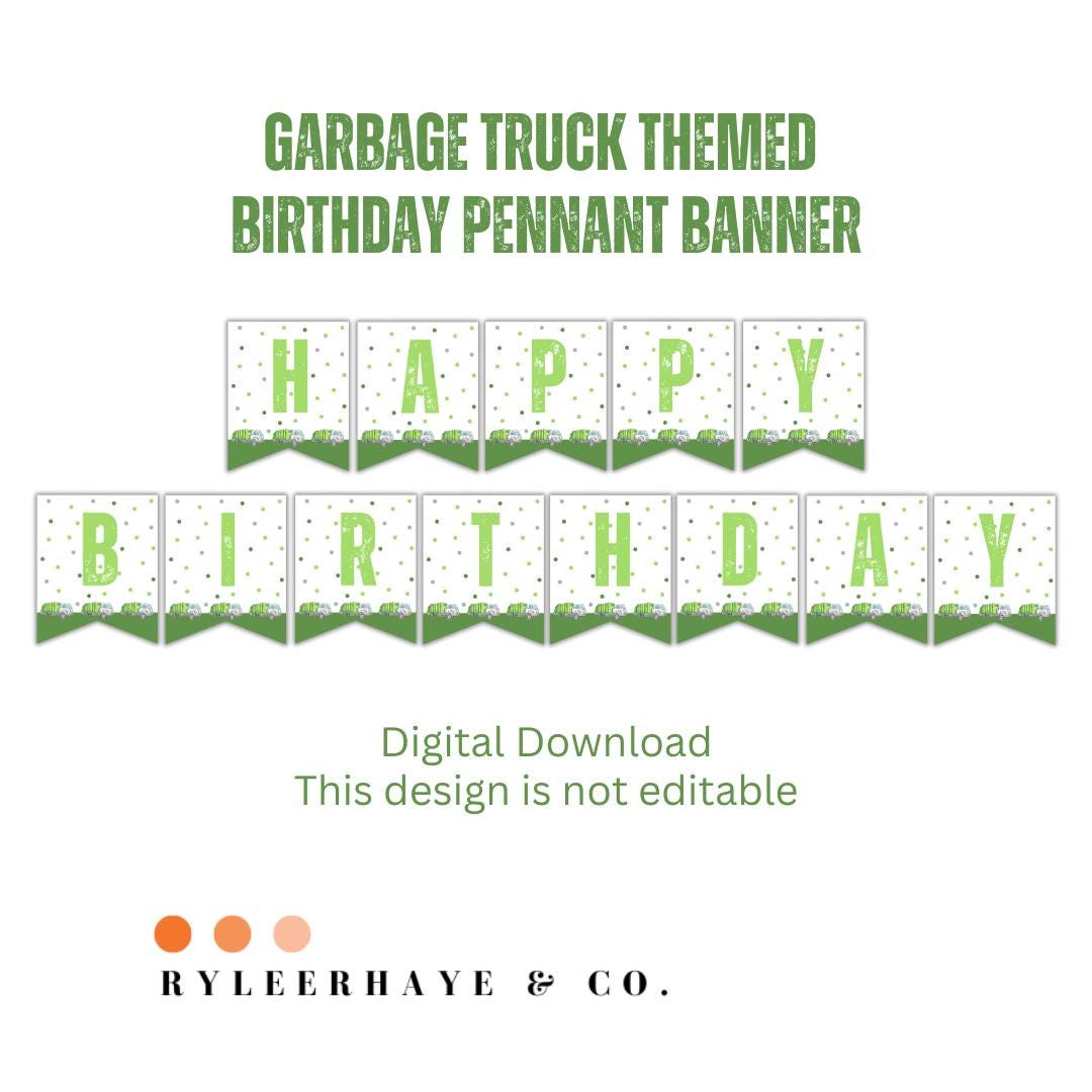 Garbage Truck Birthday Truck Invitation Boy Birthday Garbage Truck Birthday Banner Garbage Man ...