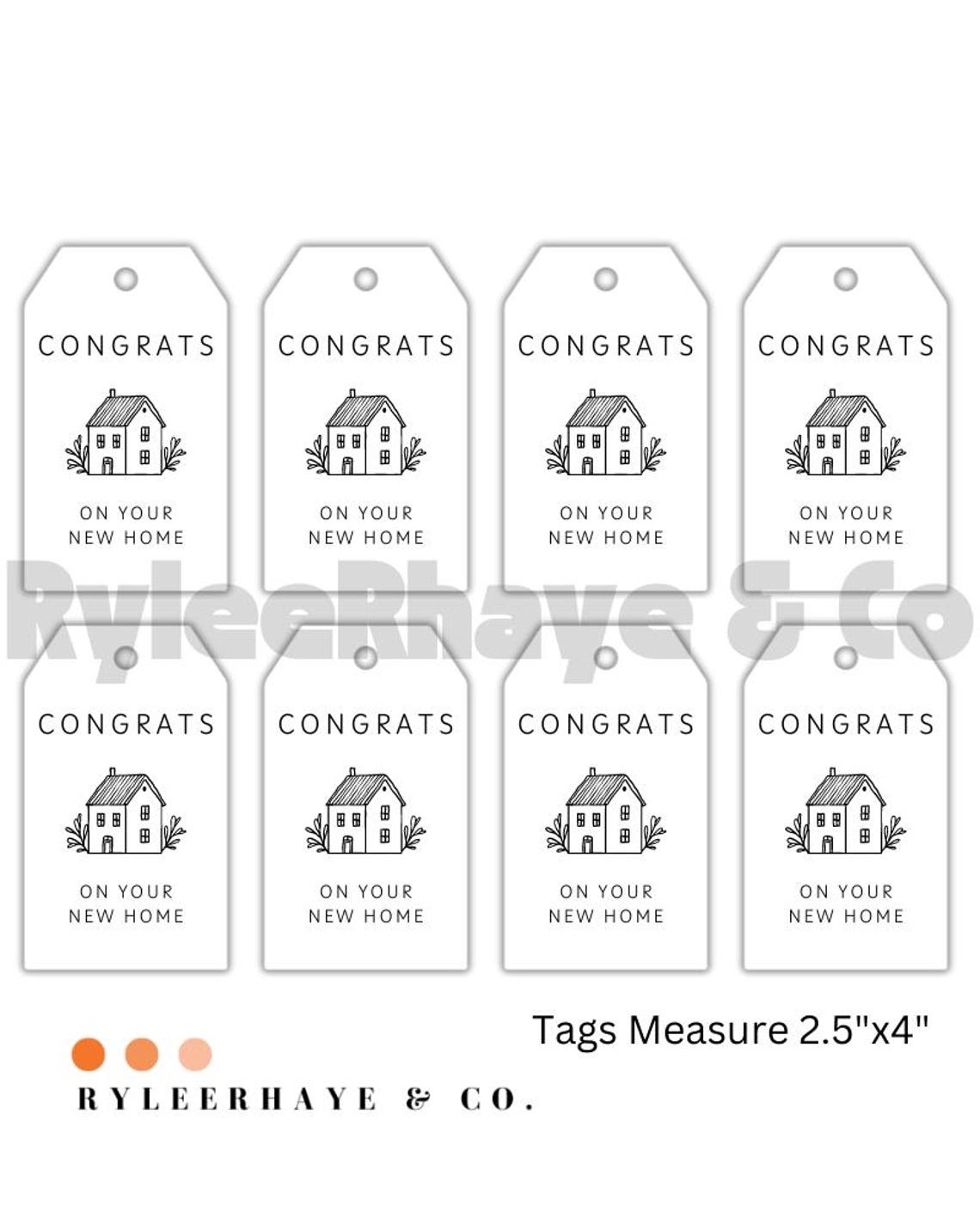 New Home Housewarming Gift Printable Tag Congrats on New Home Closing ...