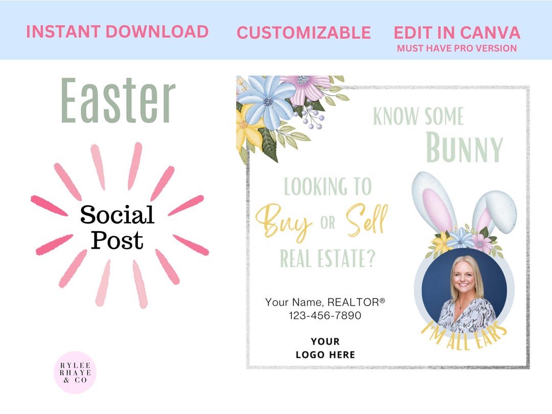 Easter Realtor Marketing Template: Spring Pop by Tag (canva Editable ...