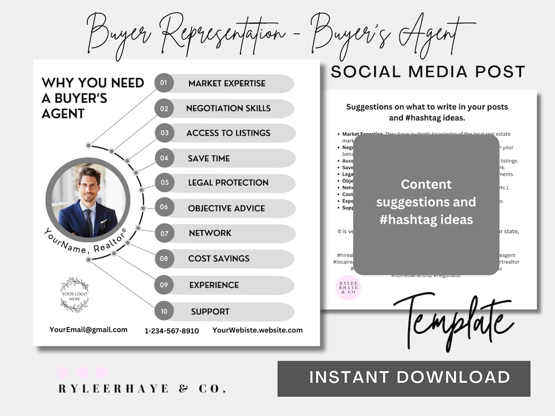 Real Estate Buyer's Agent Social Media Post Template (digital Download ...