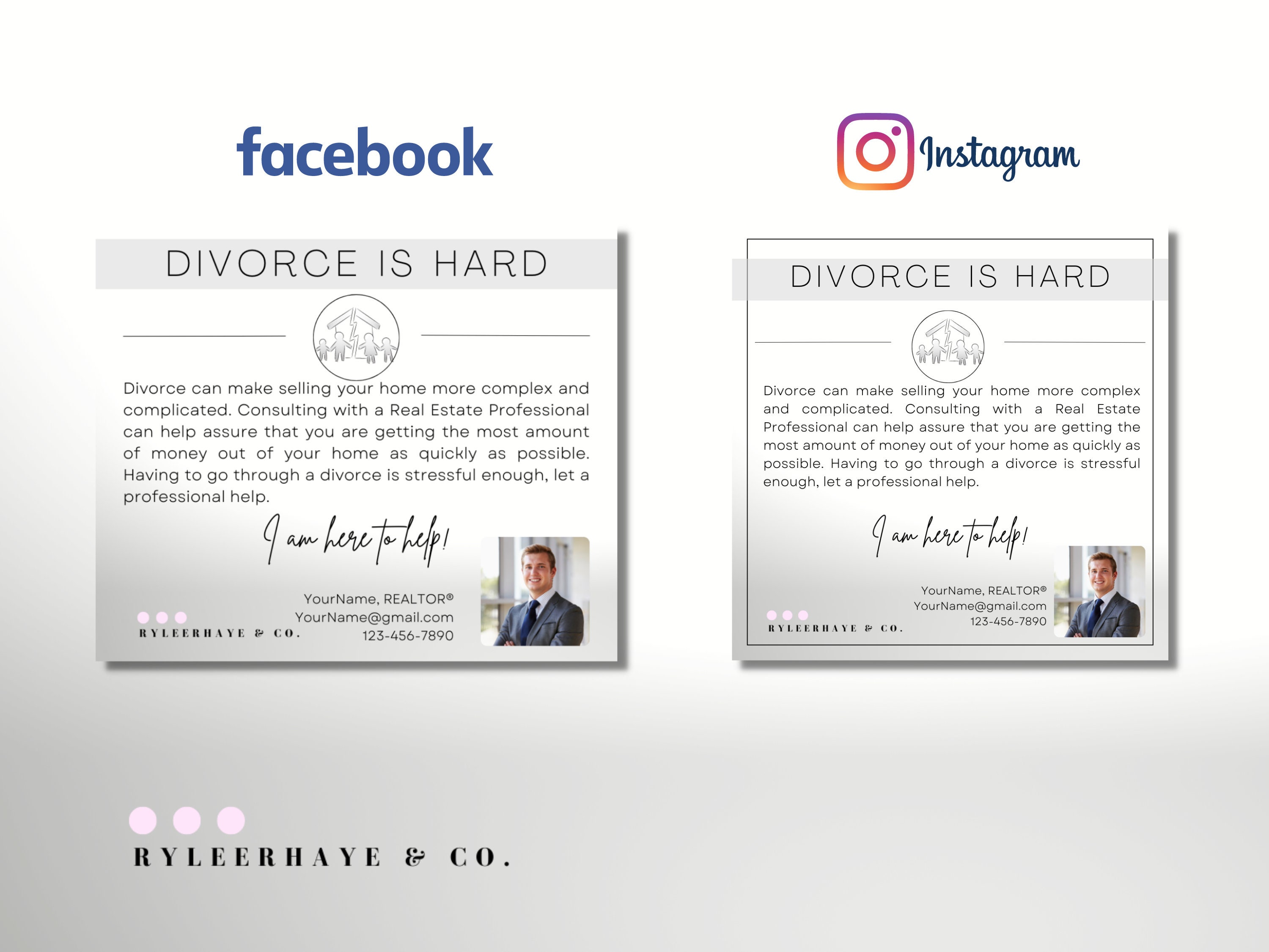Divorce Real Estate Realtor Flyer Template: Social Media Marketing ...